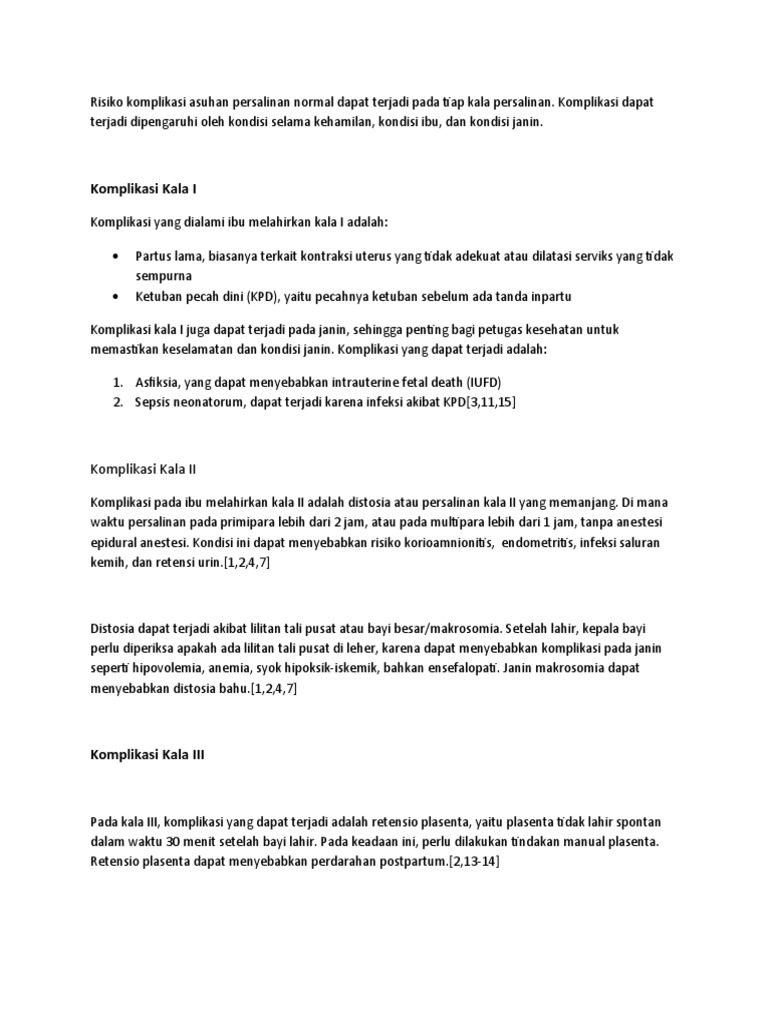 Komplikasi Persalinan Normal dan Penanganannya | PDF