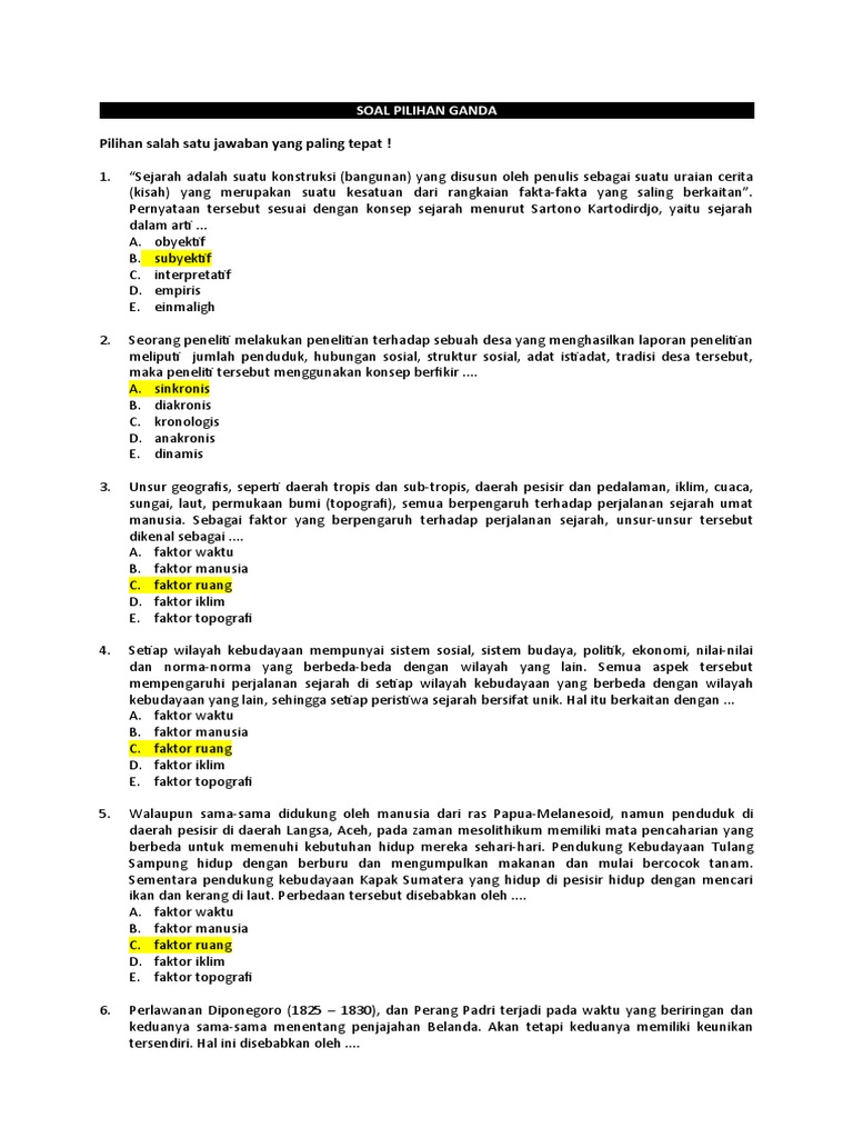 Soal Pilihan Ganda Kompleks Bab 1 | PDF