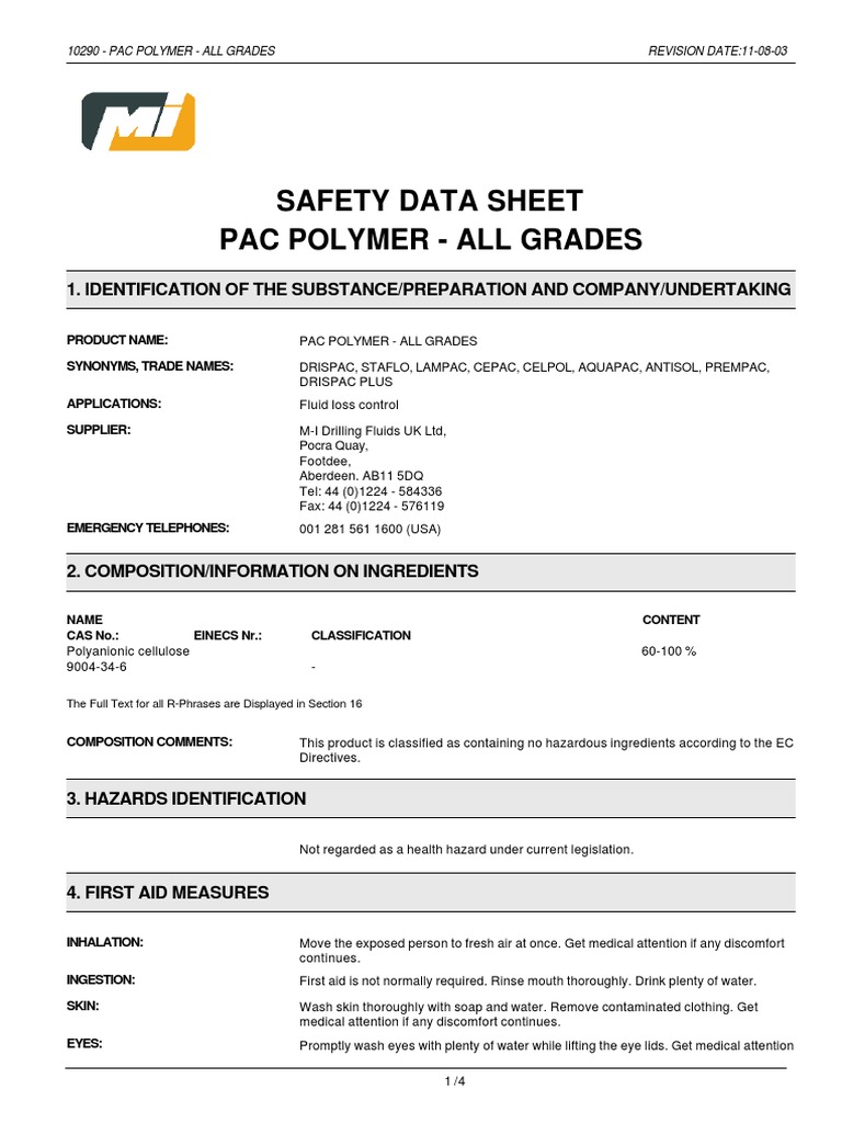 Pac Polymers (All Grades) | PDF | Carbon Dioxide | Water