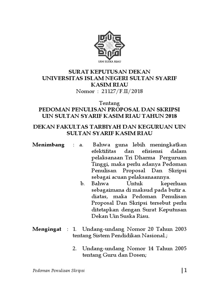Panduan Penulisan Skripsi Di Tarbiyah | PDF | Seni | Sains & Matematika