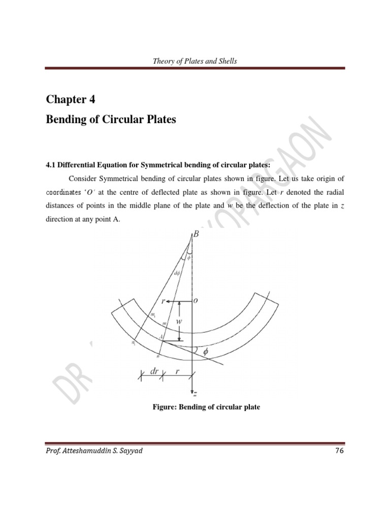 Circular Plate Bending Theory | PDF | Bending | Mechanics