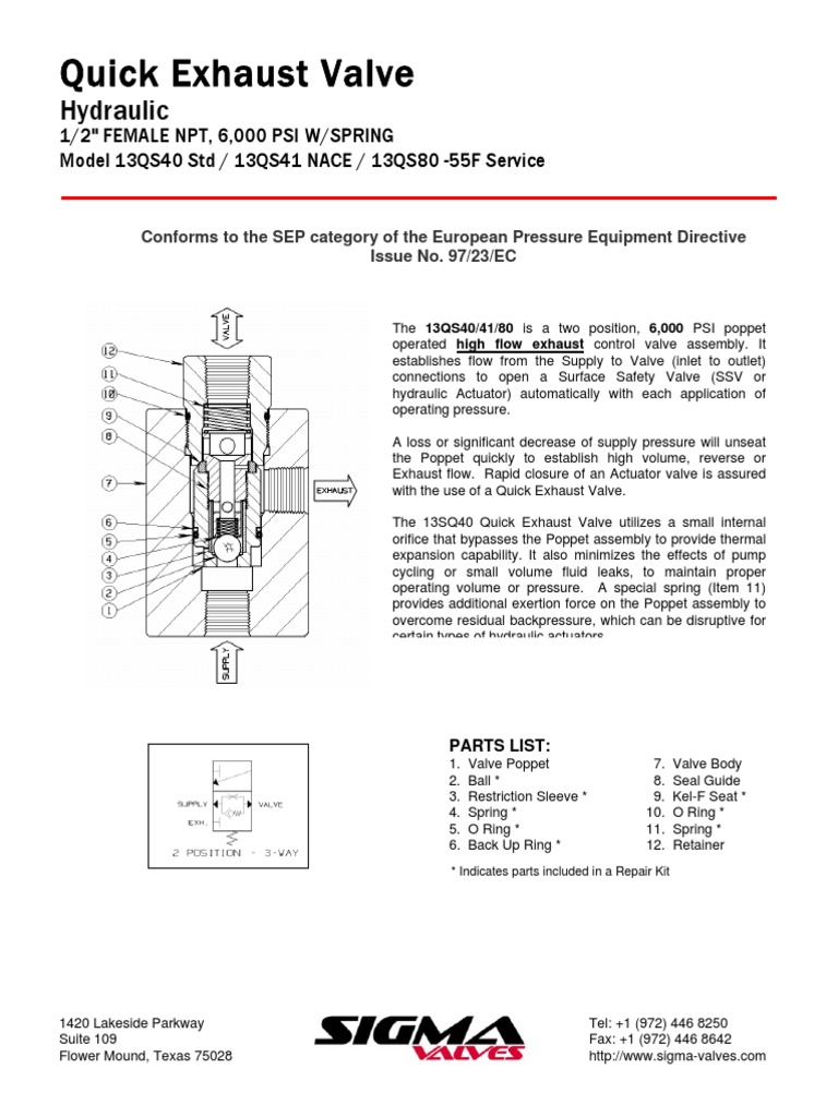 Quick Exh Valves 13QS40 - 41 - 80 Rev 0110 | PDF | Valve | Applied And ...