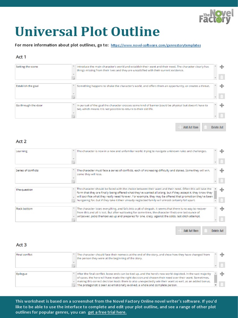 Universal Plot Outline Pdf Games Activities Computers