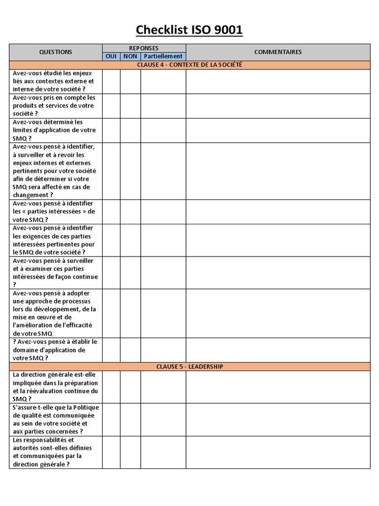 Checkliste ISO 9001 | PDF