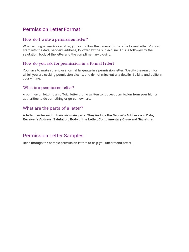 Permission Letter Format | PDF