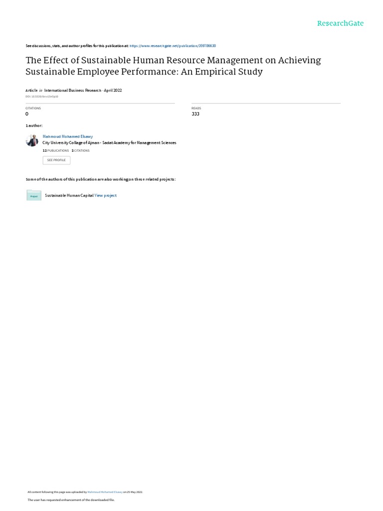 The Effect of Sustainable Human Resource Management On Achieving ...