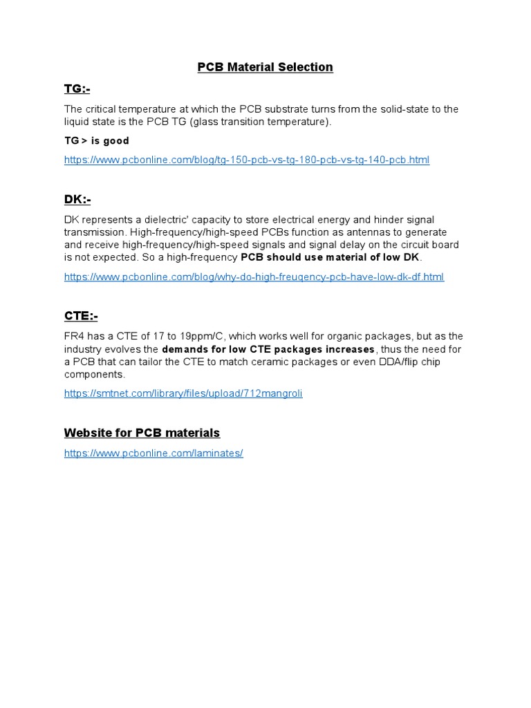 PCB Material Selection | PDF | Science & Mathematics