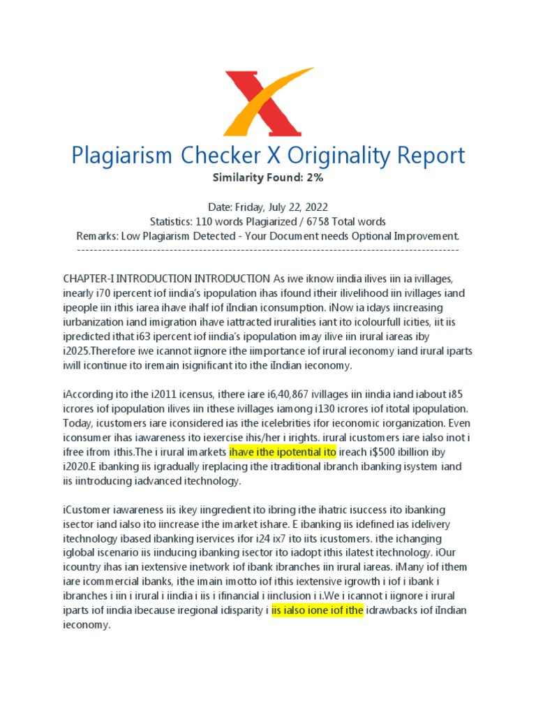 Plagiarism Checker X Originality Report: Similarity Found: 2% | PDF ...