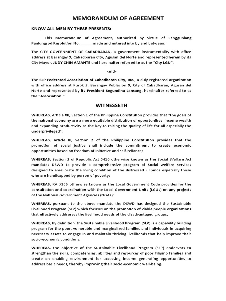 MOA With Federated Association of | PDF | Notary Public | Audit