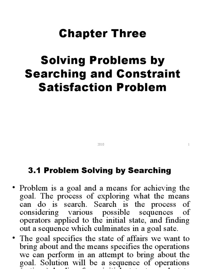 Chapter Three Solving Problems by Searching and Constraint Satisfaction Problem | PDF | Computer ...