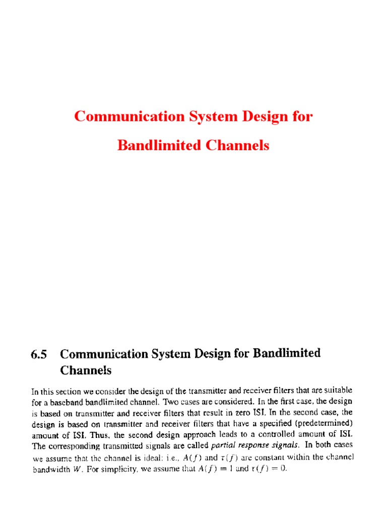 Communication System Design For Bandlimited Channels | PDF