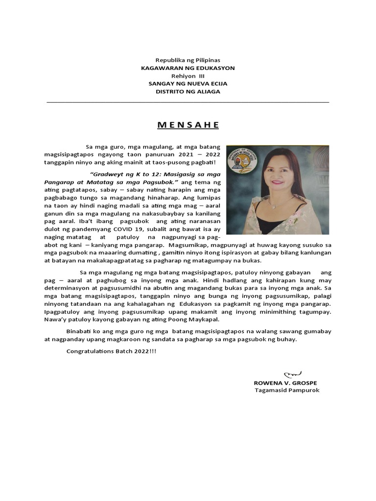 Graduation Message 2022 | PDF