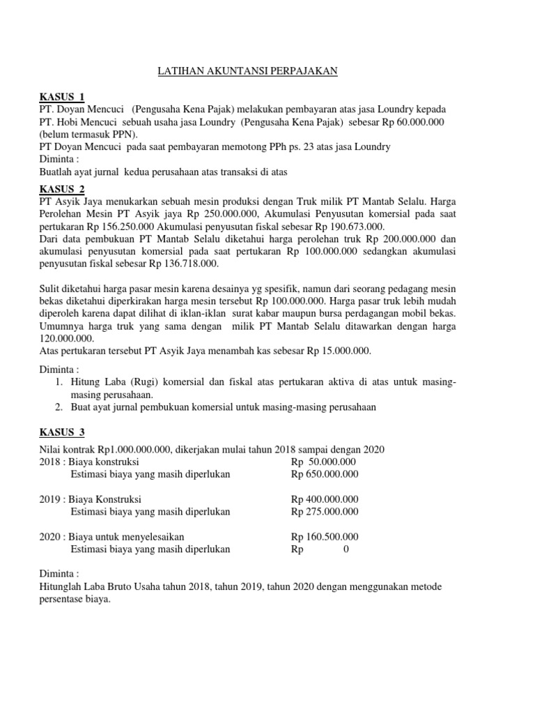 1.soal LAT Akuntansi Pajak 1-5 TH 2022 ONLINE | PDF