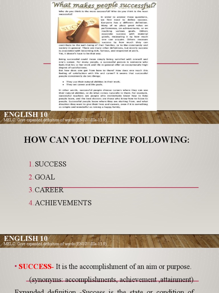 English 10 Defining Words | PDF | Career & Growth | Business