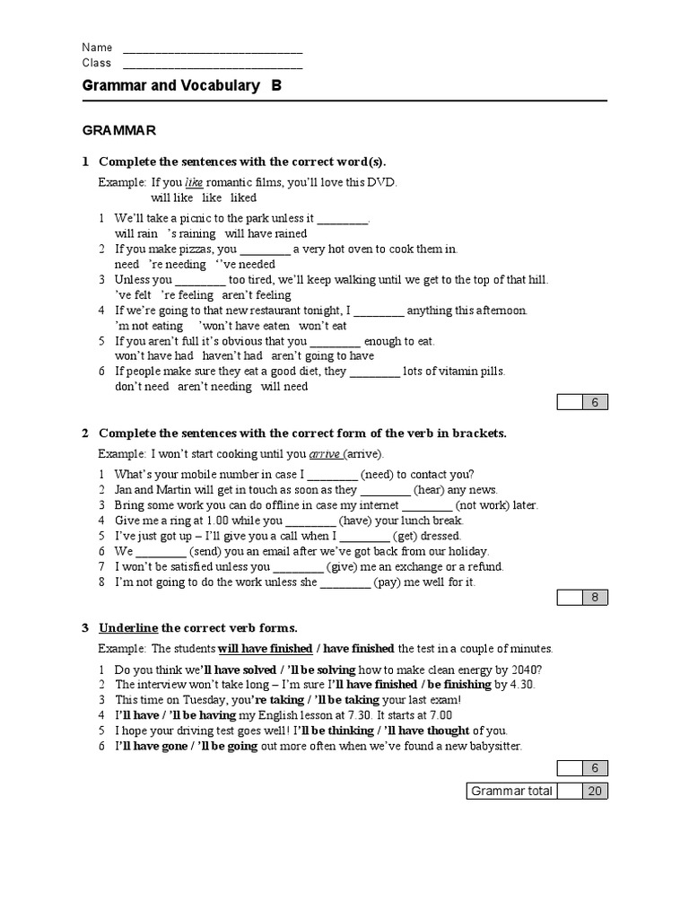 Grammar And Vocabulary Practice Test PDF