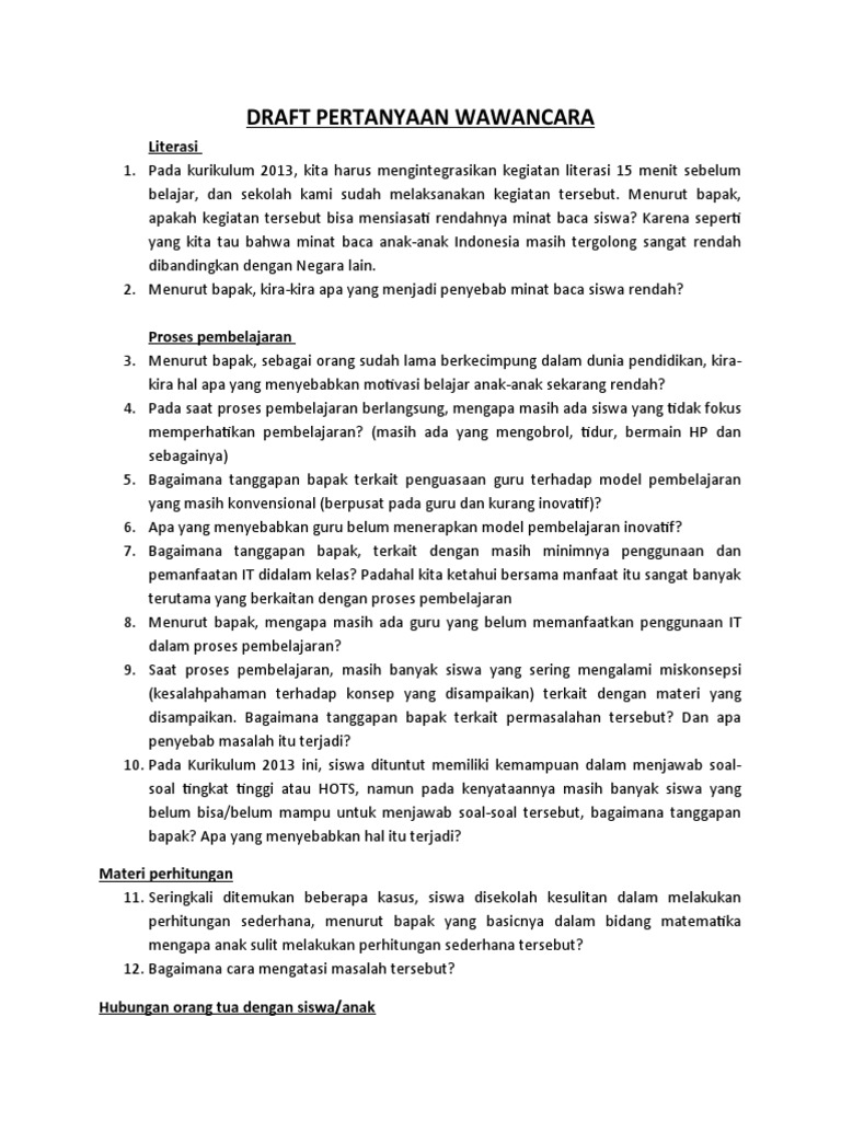 Draft Pertanyaan Wawancara Pakar | PDF