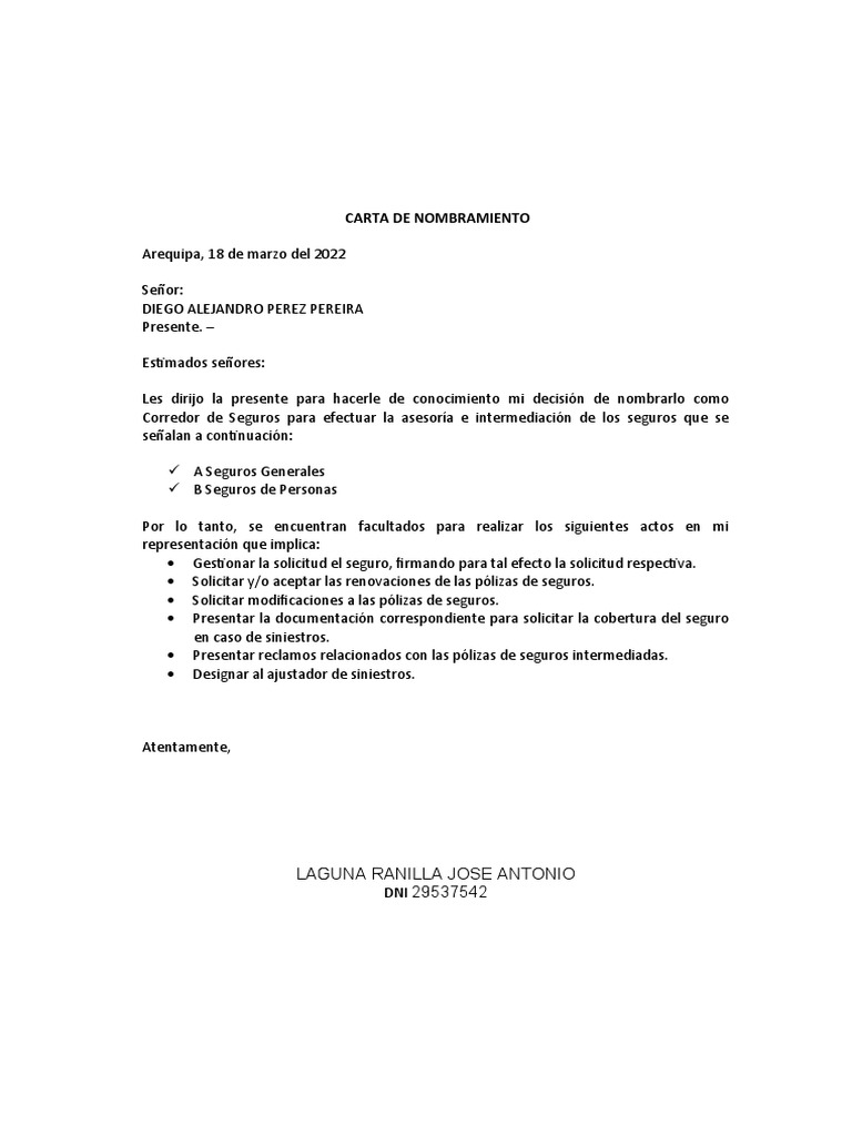 Carta de Nombramiento | PDF