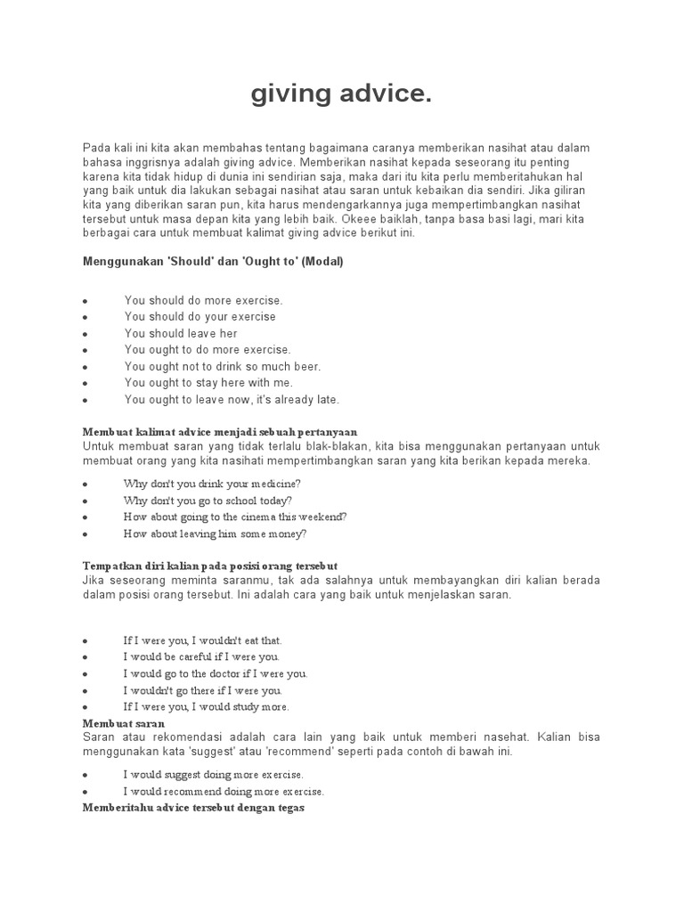 Giving Advice. | PDF
