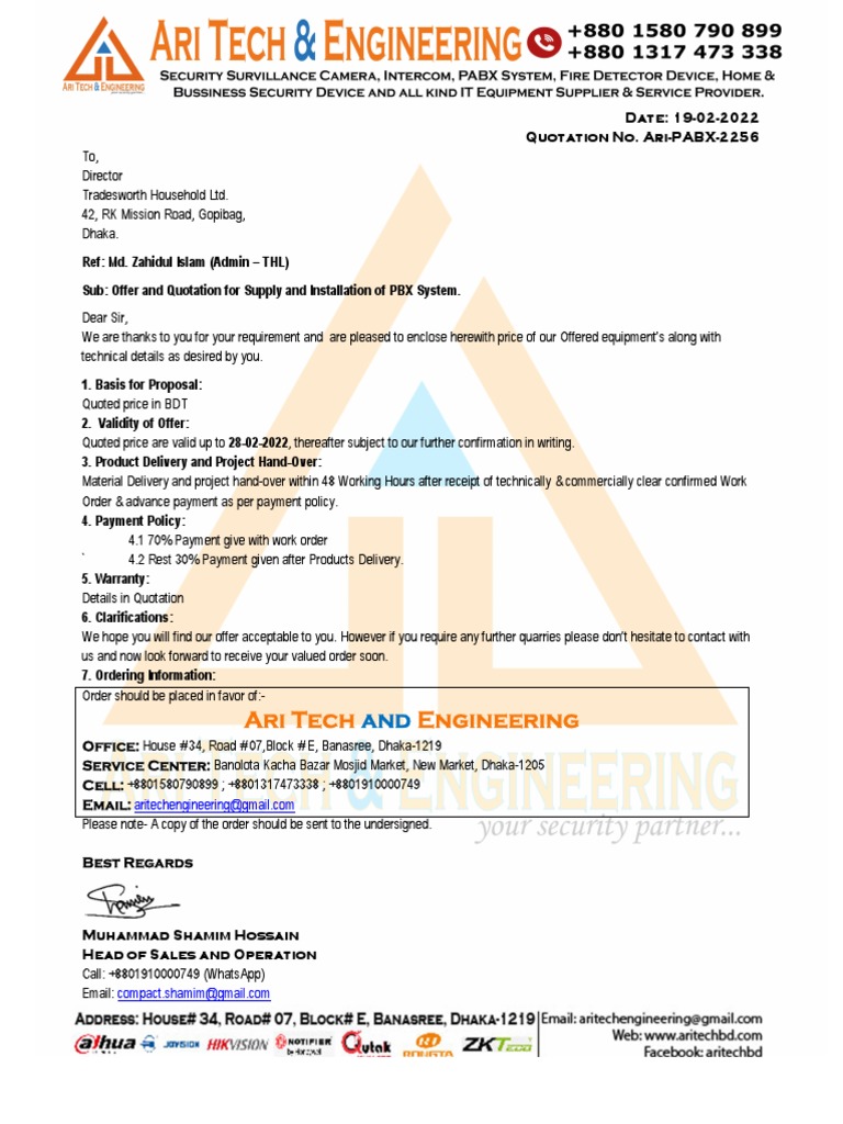 Quotation PABX | PDF | Electronics | Information And Communications ...