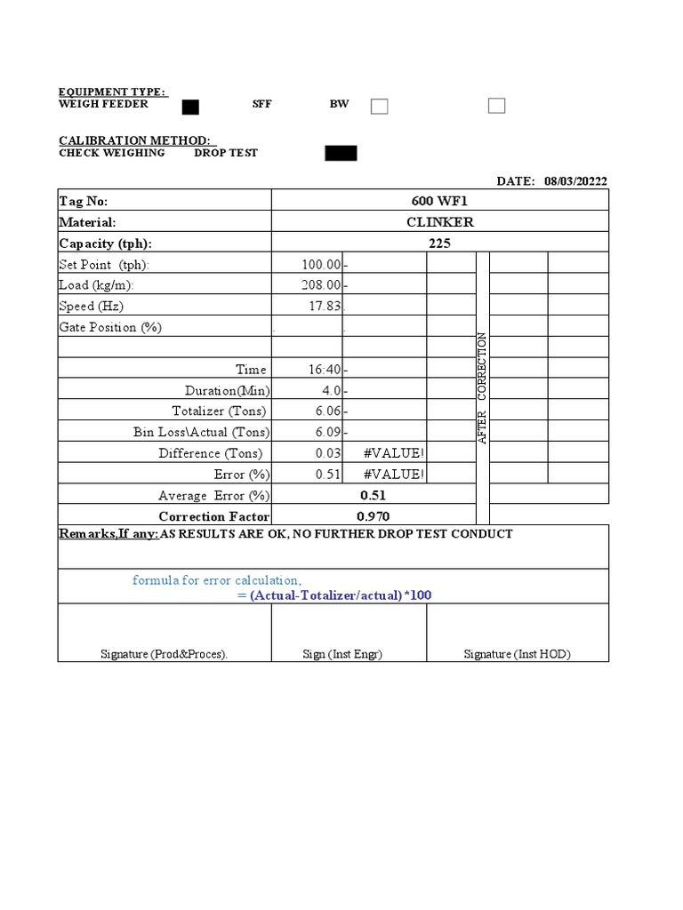 Clinker DROP TEST 01092021 | PDF | Ton | Metrology