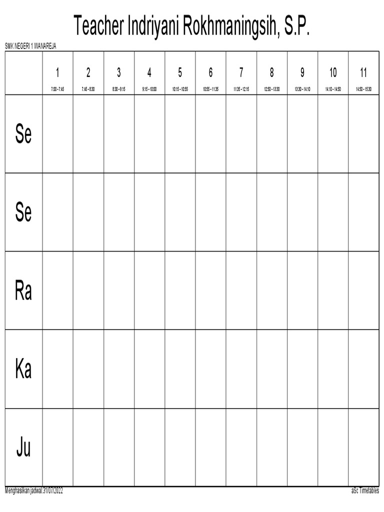 Jadwal Tiap Guru - Mulai 1 Agustus | PDF