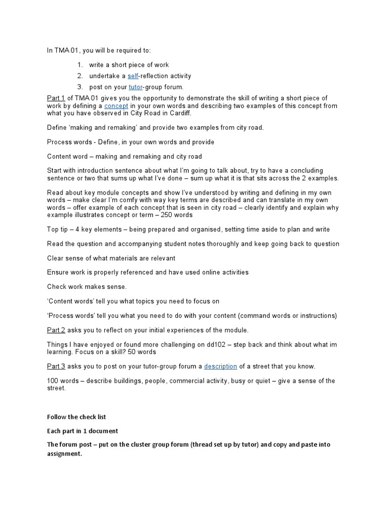 TMA 01 Assignment Overview | PDF
