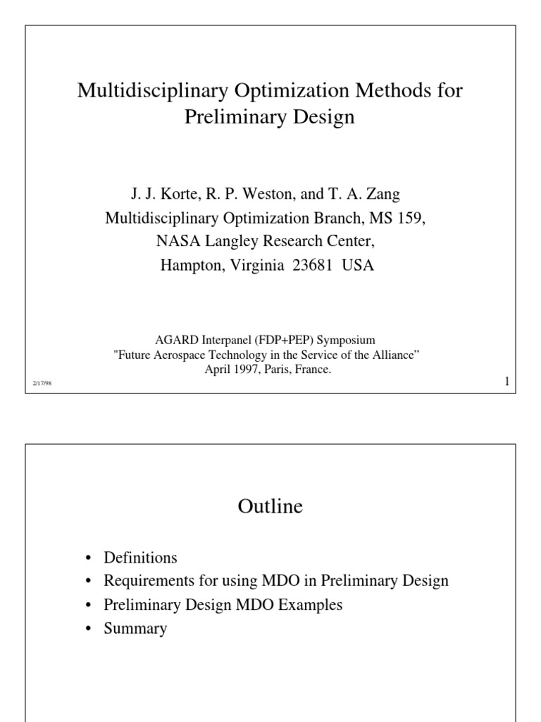 Multidisciplinary Optimization Methods for Preliminary Design | PDF | Sensitivity Analysis ...