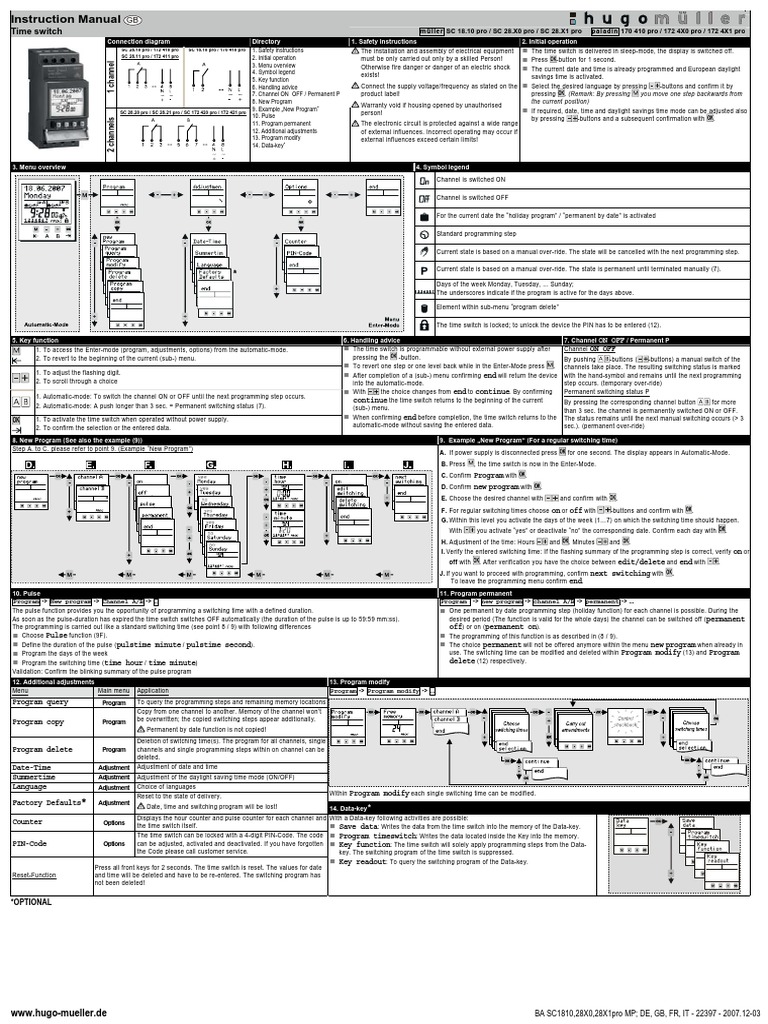 Mueller Din Rail Mount Timer Digital Muller SC 28 21 Pro 12 VDC 12 Vac 16 A 250 V SC 28 21 Pro ...