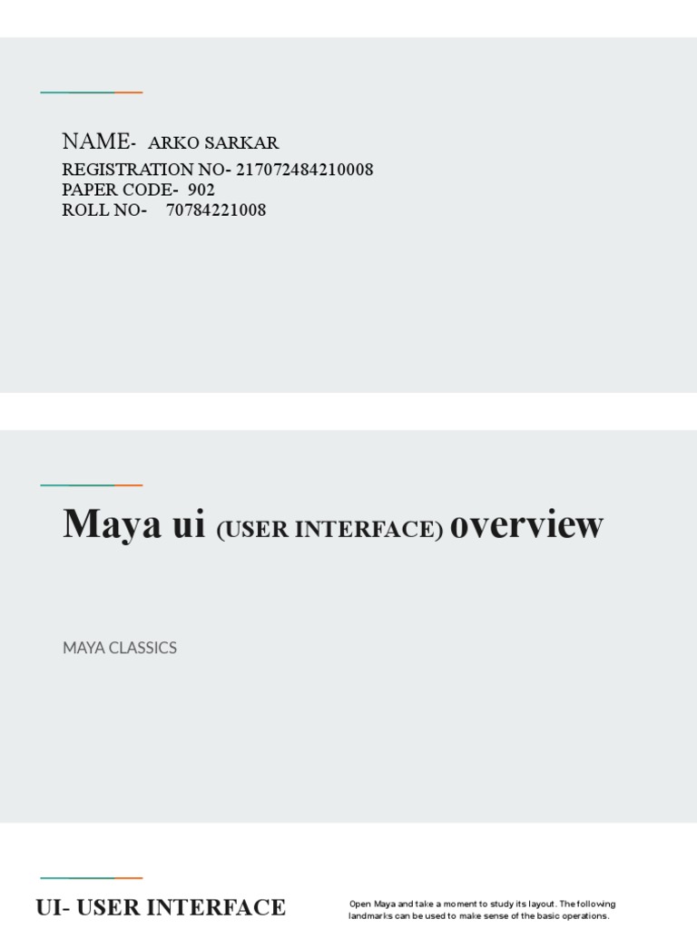 Maya UI Overview Guide | PDF