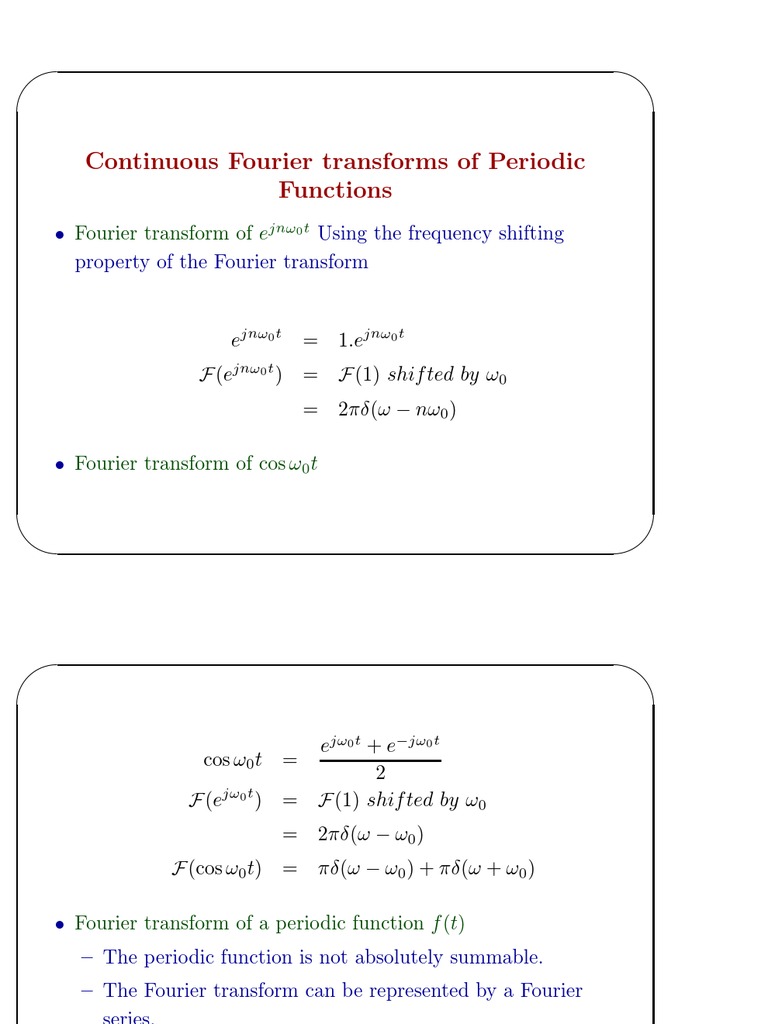 Continuous Fourier Transforms of Periodic Functions | PDF