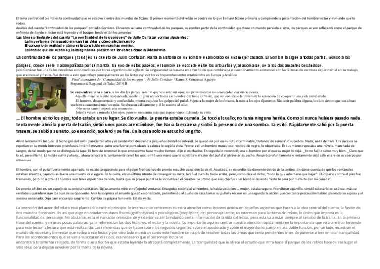 Continuidad de Los Parques Lectura Resumen | PDF | Cuentos