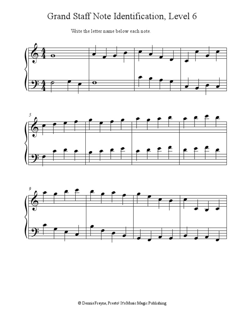 Int Grand Staff Note Identification Level 6 | PDF