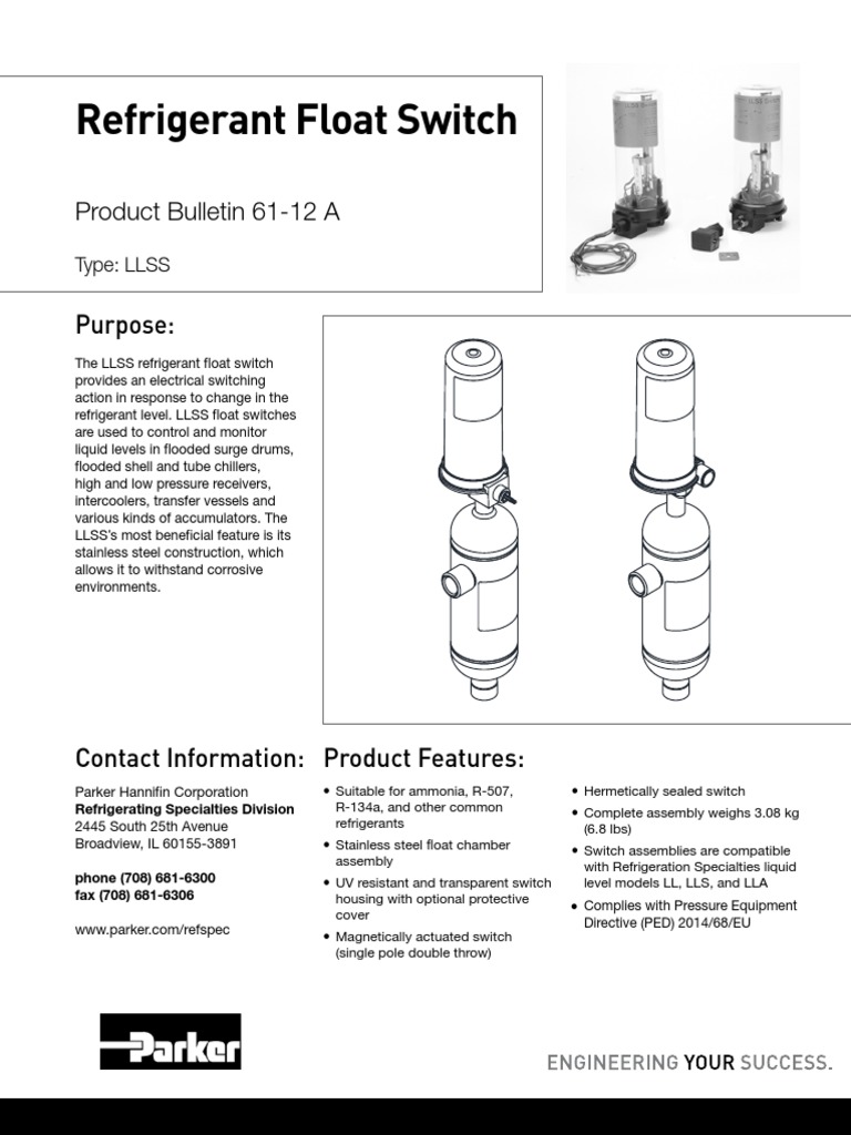 Refrigerant Float Switch: Product Bulletin 61-12 A | PDF | Switch ...