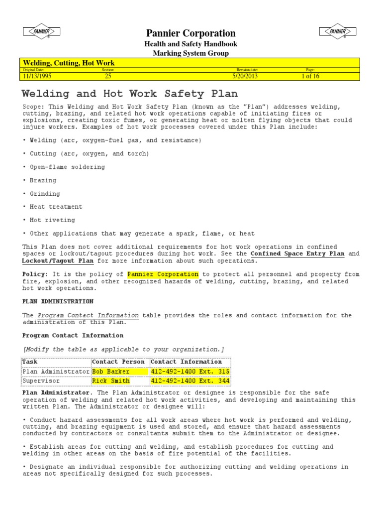 Welding and Hot Work Safety Guidelines | PDF | Welding | Construction