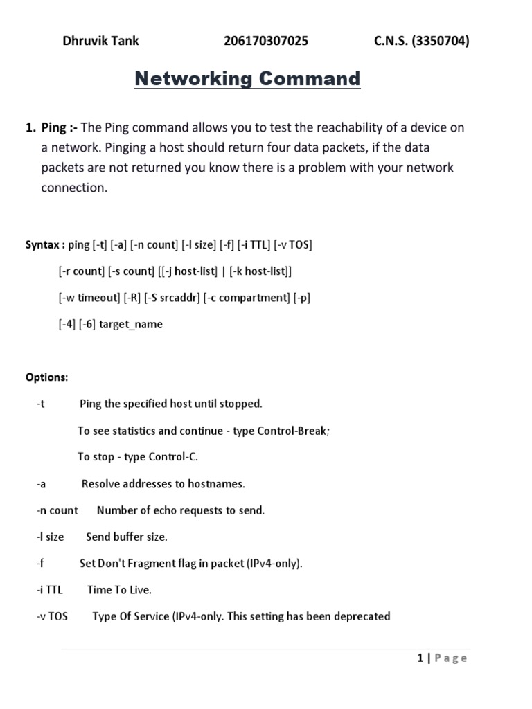Networking Command | PDF | I Pv6 | Port (Computer Networking)