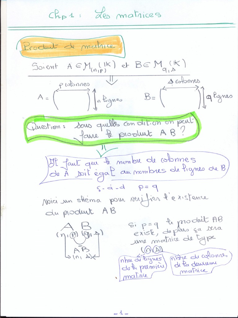 Résumé de Cours Matrice | PDF