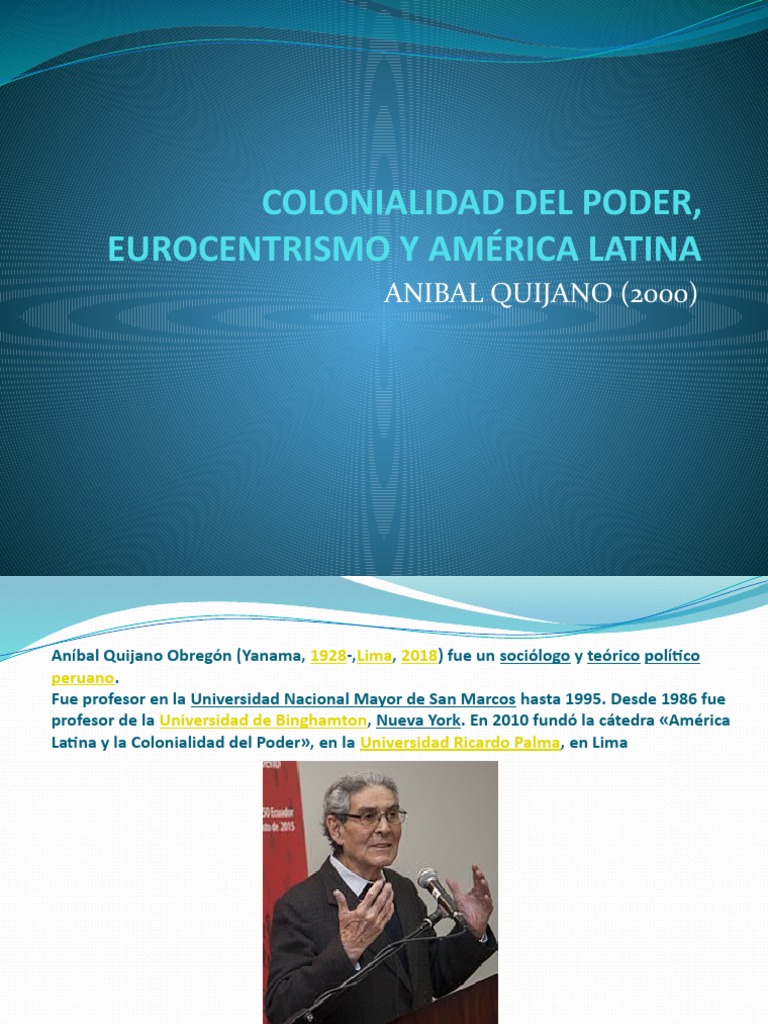 Colonialidad Del Poder, Eurocentrismo y América Latina | PDF | Raza ...