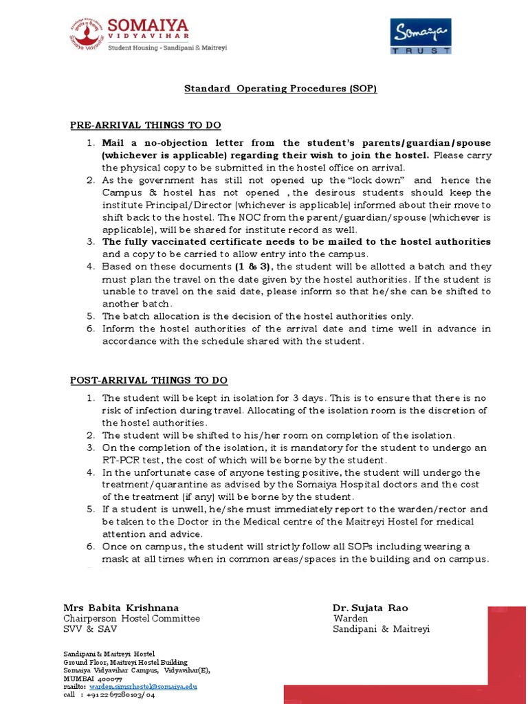 SOP For Students Comming For Stay | PDF | Public Health | Health Sciences