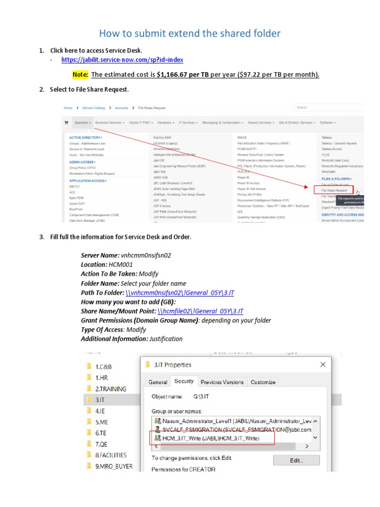 How to Submit a Shared Folder Request | PDF | Computers