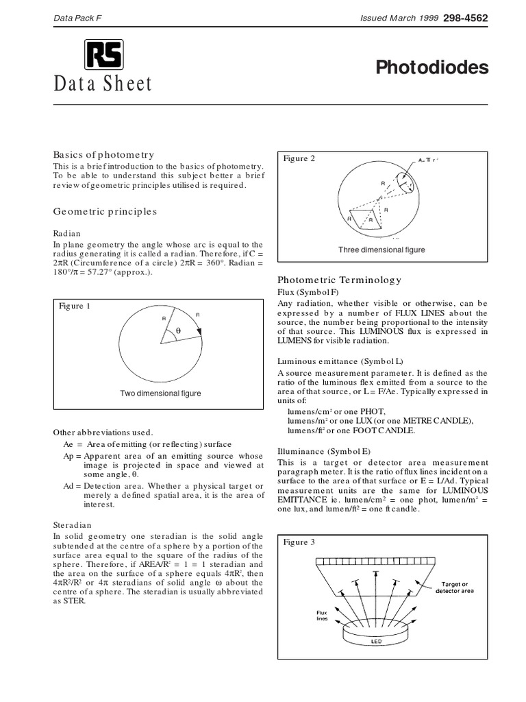 Data Sheet: Photodiodes | PDF | Amplifier | Capacitor
