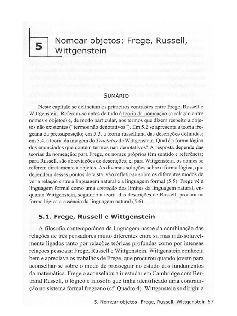 Nomear Objetos - Frege, Russell, Wittgenstein | PDF