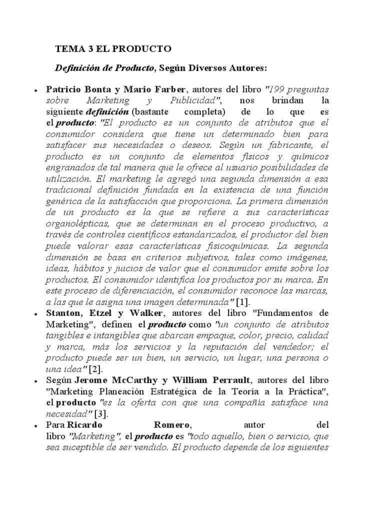 Tema 3 El Producto | PDF | Marketing | Producto (Negocio)