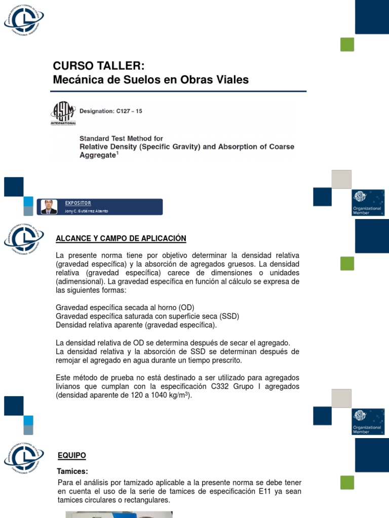 ASTM C127-15 Gravedad Específica y Absorción AG | PDF | Agua | Densidad
