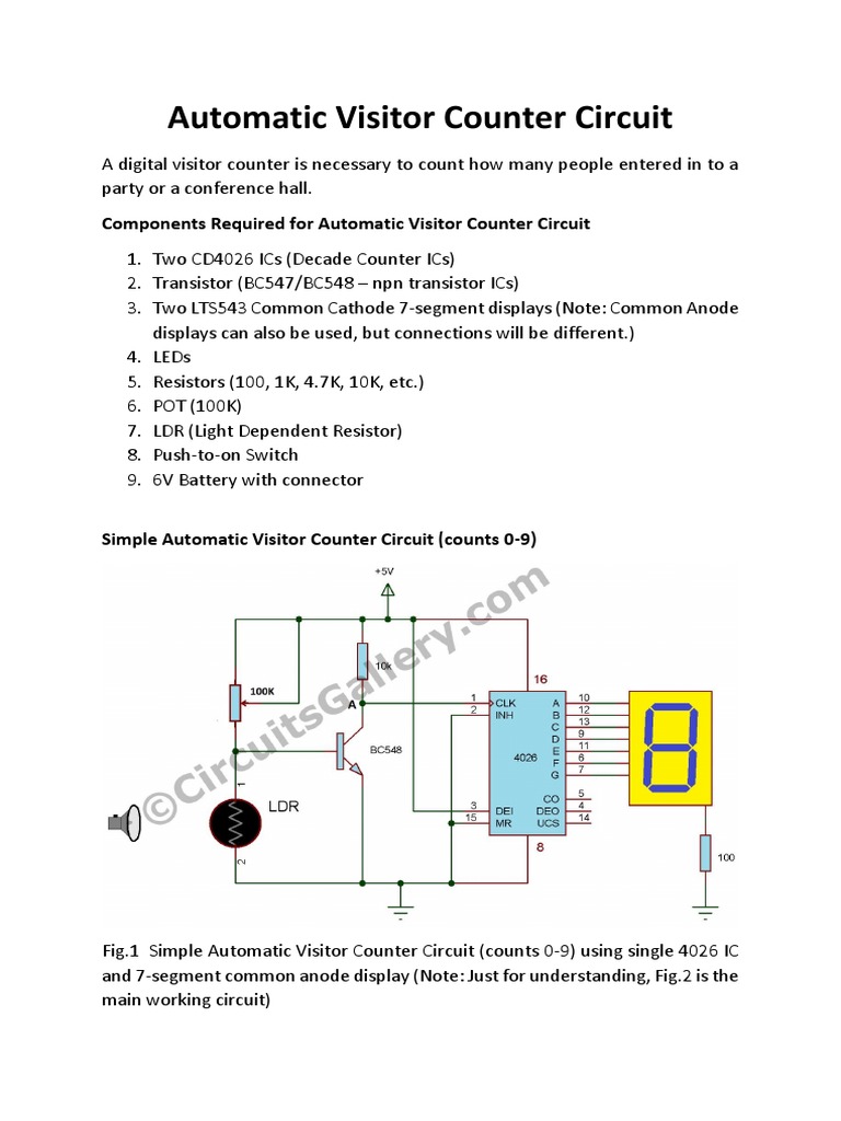 Automatic Visitor Counter Circuit | PDF | Transistor | Electrical Network