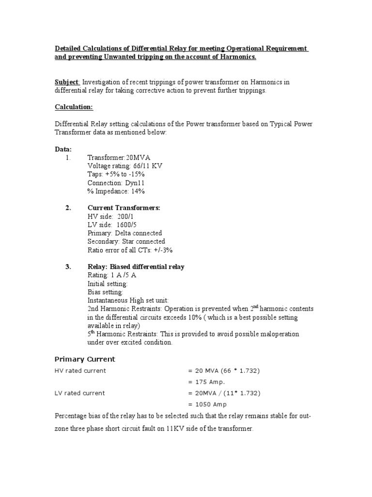 Diff Bias Settings Calculation | PDF | Transformer | Power Engineering