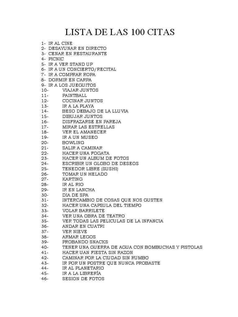 Lista de Las 100 Citas | PDF