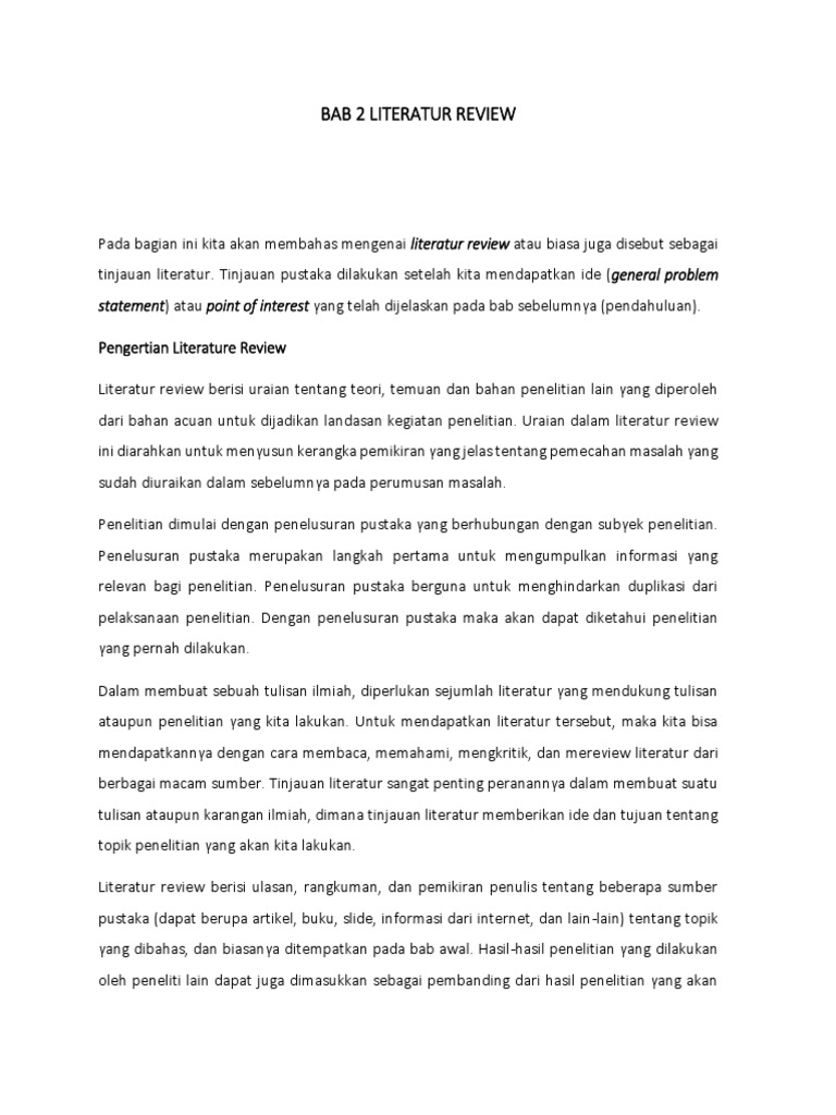Pedoman Penulisan Bab 2 Literatur Review | PDF
