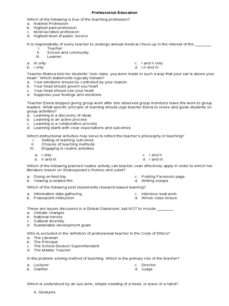 Actual-LET-Questionss ANSWERS KEY | PDF | Learning | Teaching Method