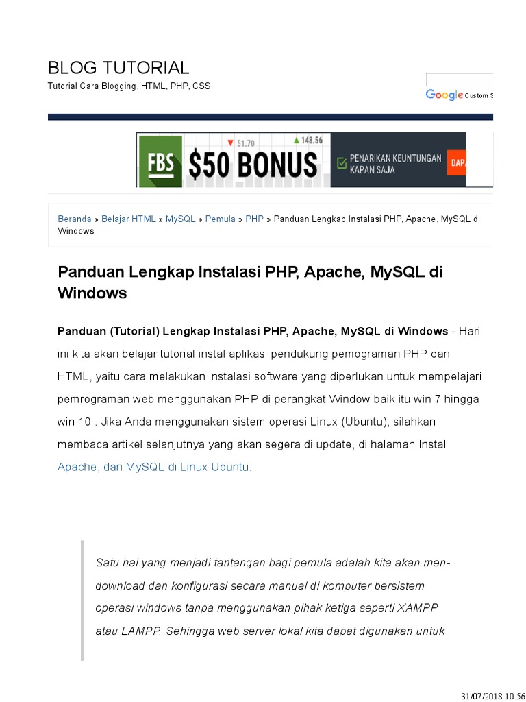 Panduan Lengkap Instalasi PHP, Apache, MySQL Di Windows - BLOG TUTORIAL | PDF