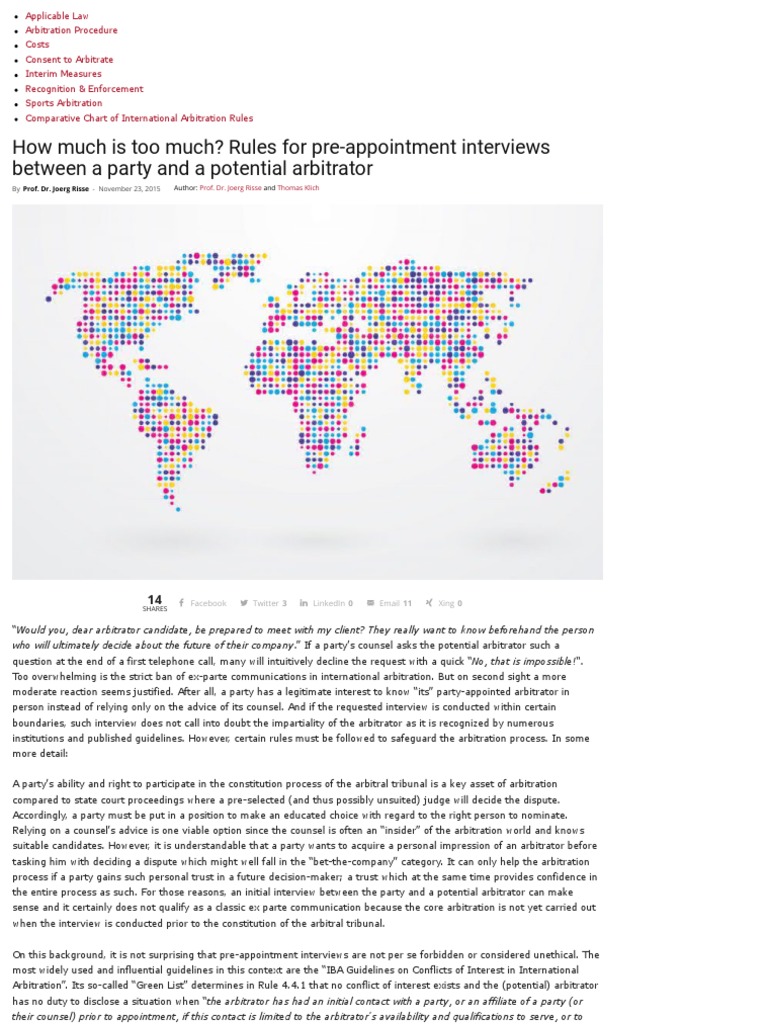 Rules For Pre-Appointment Interviews | PDF | Arbitration | Conflict Of Interest